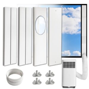 jeacent portable ac window vent kit - complete air conditioner window kit, adjustable pvc window seal kit panels up to 60 inches, for universal thread ac exhaust hose of 5.1" and 5.9" diameter