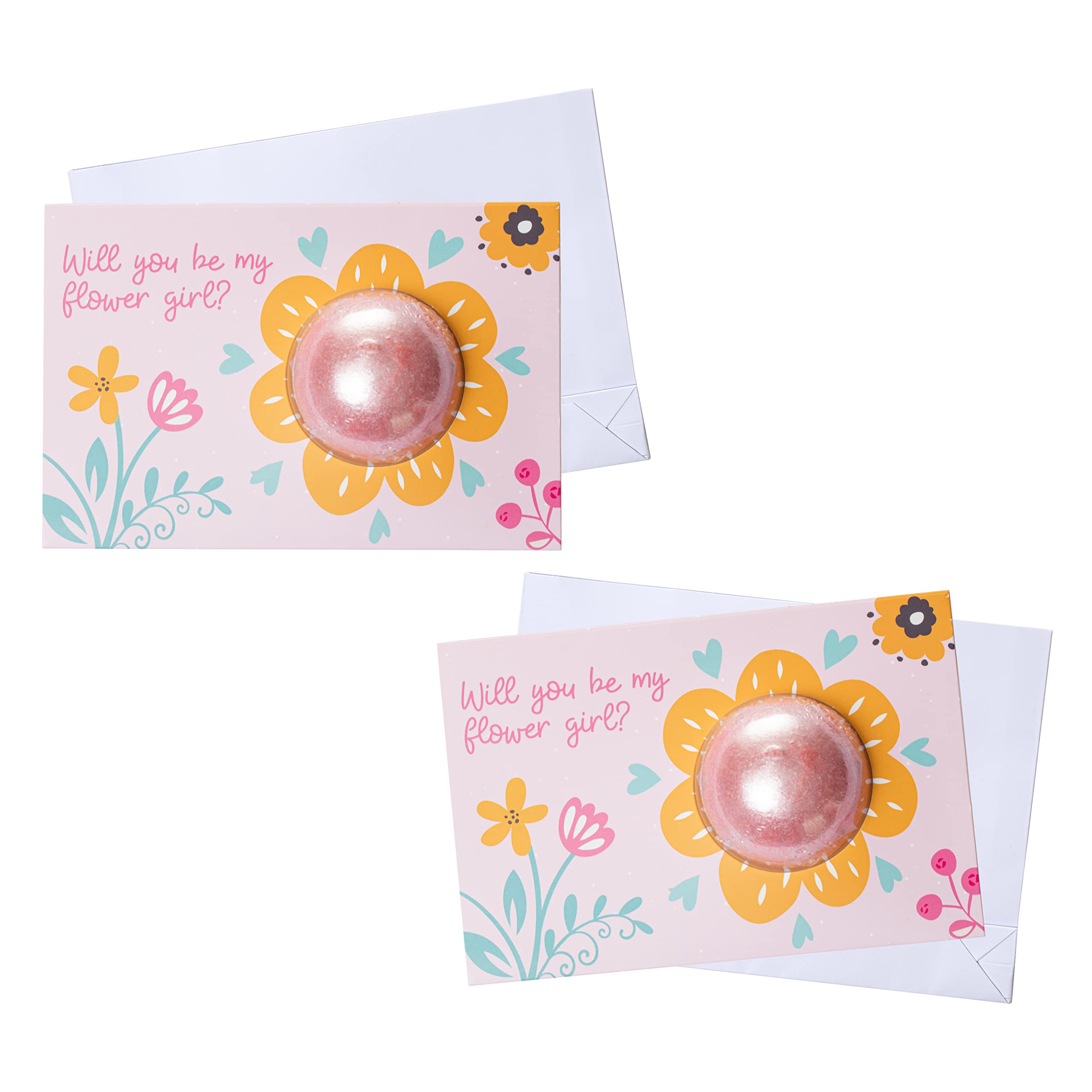 Pop Fizz Designs Flower Girl Proposal Card with Bath Bombs [2 Pack]- Flower Girl Gift, Flower Girl Cards, Flower Girl Gifts From Bride, Flower Girl Proposal Box Gifts