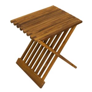 nordic style assembled bathroom, spa teak wood folding stool and seat 17.7" (oiled)