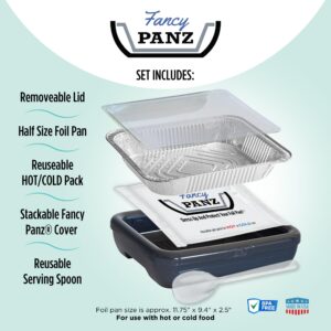 Fancy Panz Premium, Serving Tray for Food, Made in the USA Foil Pan Carrier, Stackable Aluminum Pan Holders, Travel Casserole Carrier, Red