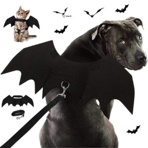 strangefly halloween dog bat costume, dog bat wings with pet leads, funny dog cool apparel decoration, dress up party accessories for cat puppy small medium large dog doggy outfits (small)