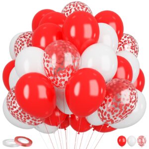 red and white confetti balloons 60pcs 12 inch red confetti latex balloon red white party decorations birthday wedding bridal baby shower valentines day