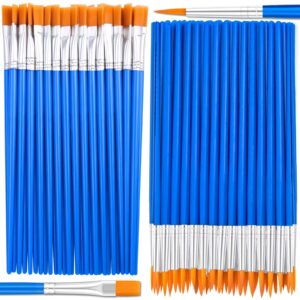 small paint brushes bulk, anezus 50 pcs flat tip round acrylic paint brushes for kids classroom acrylic watercolor canvas face painting touch up