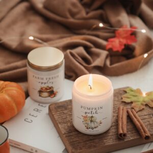 Thanksgiving Fall Scented Candles Set, 2 Pcs 7oz Pumpkin Spice and Apple Cider Candle, Thanksgiving Fall Candle Gifts for Women, Thanksgiving Table Centerpiece, Fall Decorations for Home