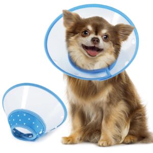 vivifying dog cones for small dogs, adjustable 8-9.6 inches soft lightweight elizabethan collar for small dogs and large cats to stop licking wounds after surgery(blue)