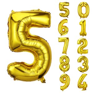 aiex gold number balloons 28 inch, inflatable large foil balloon number balloons for birthday party graduation decorations (5)