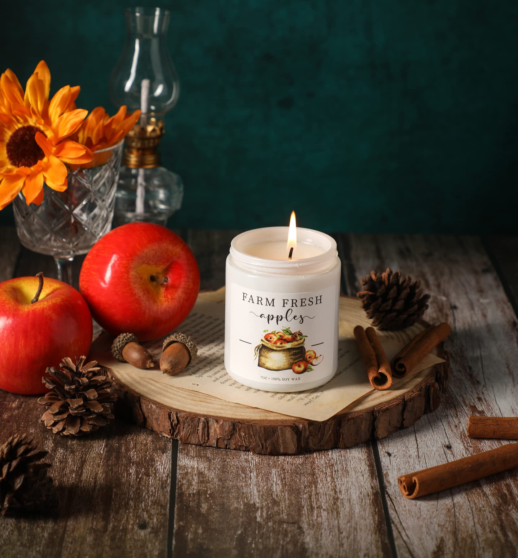 Thanksgiving Fall Scented Candles Set, 2 Pcs 7oz Pumpkin Spice and Apple Cider Candle, Thanksgiving Fall Candle Gifts for Women, Thanksgiving Table Centerpiece, Fall Decorations for Home