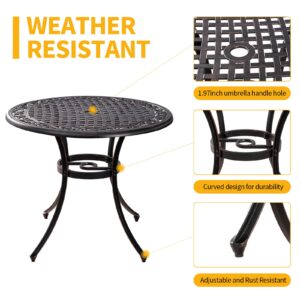 5PCS Patio Dining Set Outdoor Furniture Set, Cast Aluminum Patio Bistro Table and Chair Set of 2 with Umbrella Hole,Suitable for Patio Garden Deck(Antique Bronze)