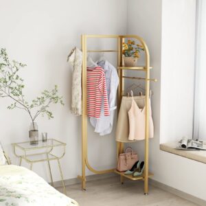 doorxifo corner gold metal clothing racks,heavy duty freestanding clothes racks coat rack for hallway entryway,design unique garment racks display racks for hanging clothes