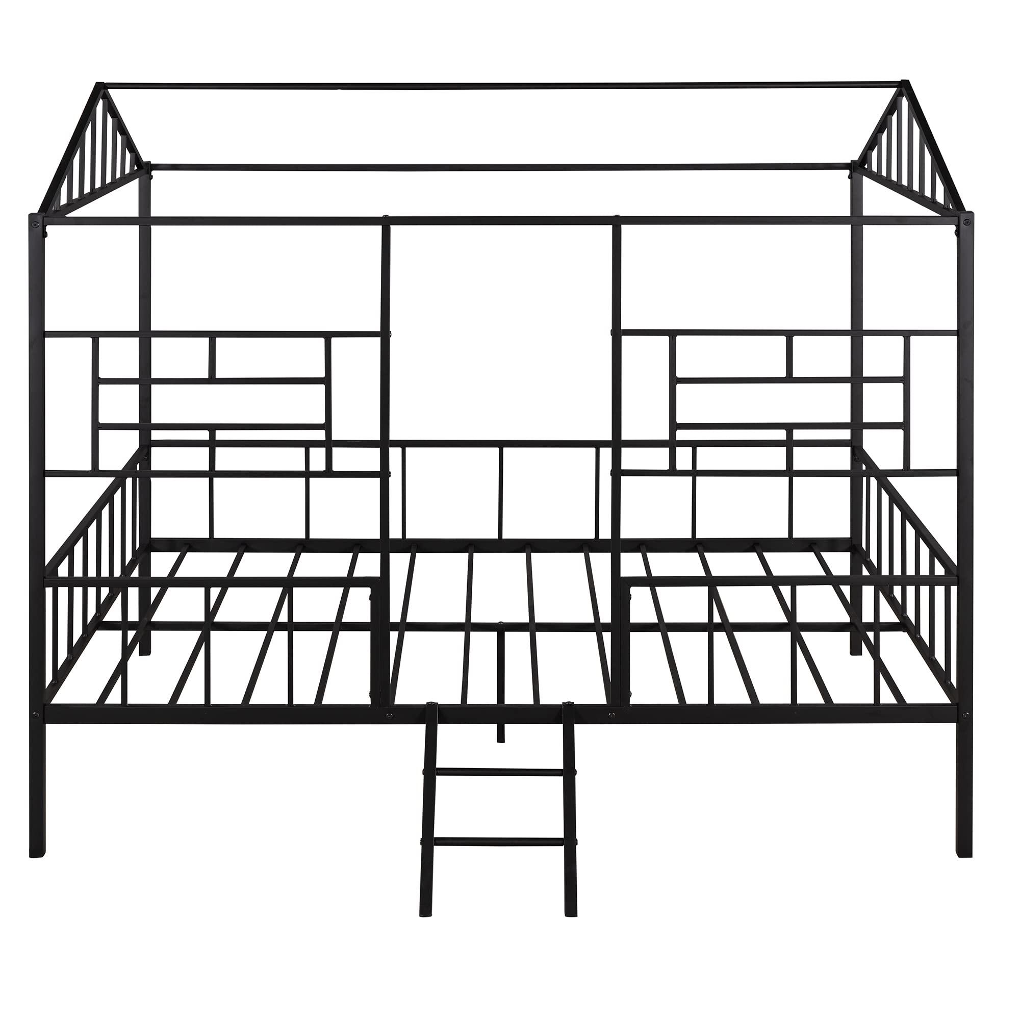 MERITLINE House Bed Full Size Kids Bed Frame Metal Platform Bed Frame, No Box Spring Needed, for Girls Boys - Black