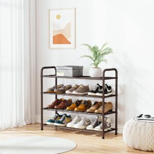 FANHAO 4-Tier Shoe Rack, 100% Stainless Steel Shoe Shelf Storage Organizer 12 Pairs for Closet, Entryway, Bedroom,Dorm Room, Bronze