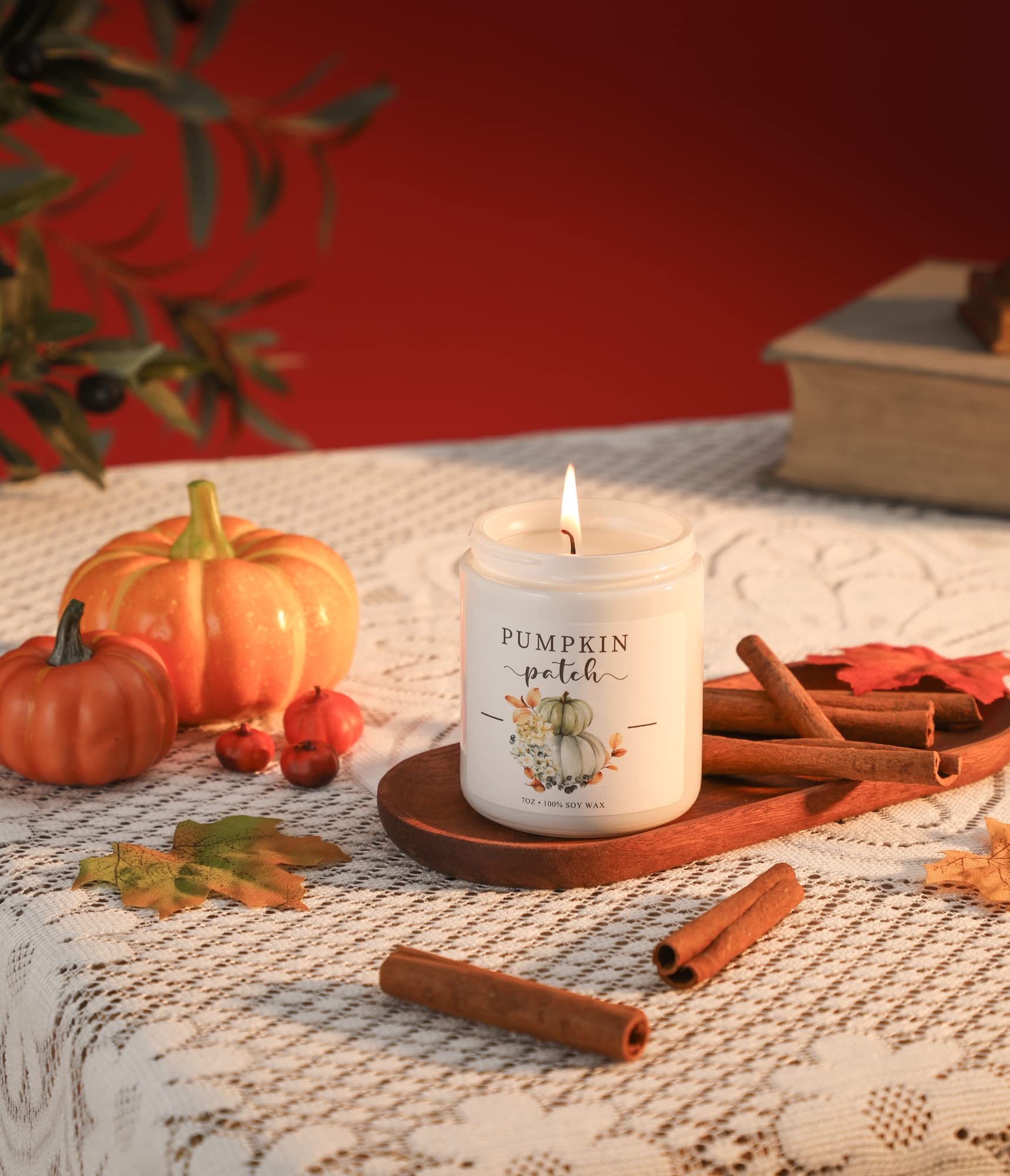 Thanksgiving Fall Scented Candles Set, 2 Pcs 7oz Pumpkin Spice and Apple Cider Candle, Thanksgiving Fall Candle Gifts for Women, Thanksgiving Table Centerpiece, Fall Decorations for Home