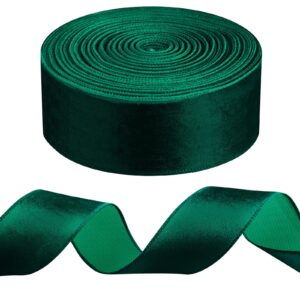 willbond 50 yards 2.5 inch christmas velvet wired ribbon fabric decorative ribbon gift wrapping ribbon for diy craft christmas holiday bows wreath wedding indoor outdoor(green)