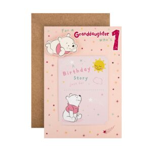 hallmark 1st birthday card for granddaughter - cute disney winnie-the-pooh design with keepsake booklet