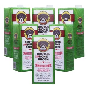 brutus vegetable broth for dogs 192 oz | all natural | made in usa |omegas & turmeric for healthy skin & coat |human grade ingredients |hydrating dog food topper, gravy & treat salmon 6-packs