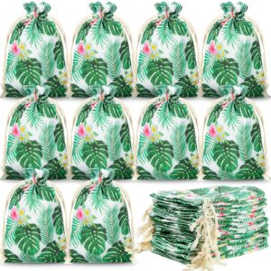 saintrygo 20 pcs tropical gift bags hawaii gift bags luau party favor luau gift bags drawstring luau party favor bags tropical palm leaf candy bag jewelry pouches for summer luau aloha(5 x 7 inch)