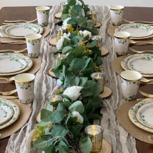 Woodland Sage Green Party Tableware with Paper Plates, Napkins, Disposable Cups, Gender Neutral Baby Shower, Boho Greenery, 25 Servings With Gold Foil, Bridal Shower, Birthday Supplies