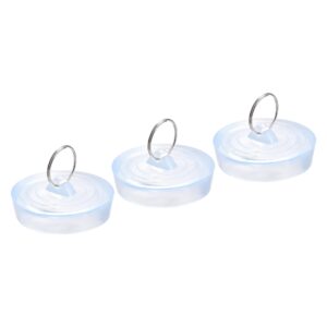 uxcell rubber sink plug, clear drain stopper fit 2-1/8" to 2-3/16" drain with hanging ring for bathtub kitchen and bathroom 3pcs