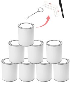 blysk empty metal quart paint cans with lids paint storage containers unlined multipurpose for art, crafts diy free can open, marker & labels (8 white)