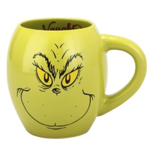 bioworld grinch naughty and nice 18 oz oval sculpted ceramic mug