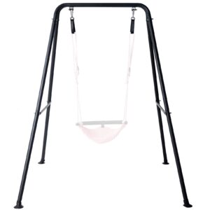 hi-na metal frame full steel swing stand, hold up to 440 lbs, outdoor or indoor hanging swing stand only, swings not included black