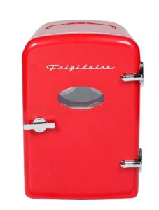 frigidaire efmis175-red portable mini fridge-retro extra large 9-can travel compact refrigerator, red (renewed)