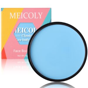 meicoly blue face body paint,1.05oz water based washable blue face paint sadness,pale blue face painting for adults and kids,sfx avatar scary corpse bride cosplay halloween sally makeup,light blue