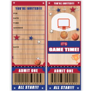 wuguimeii all star sport football, basketball birthday invitation, soccer invitation, sport game invite theme (20 set with envelopes)