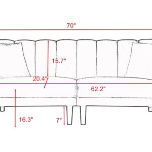 MWrouqfur 69" W Loveseat Sofa, Mid Century Modern Decor Love Seat Couches for Living Room, Button Tufted Upholstered Love Seats Furniture, Solid and Easy to Install Small Couch for Bedroom