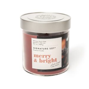 signature soy lidded merry & bright scented candle, large jar