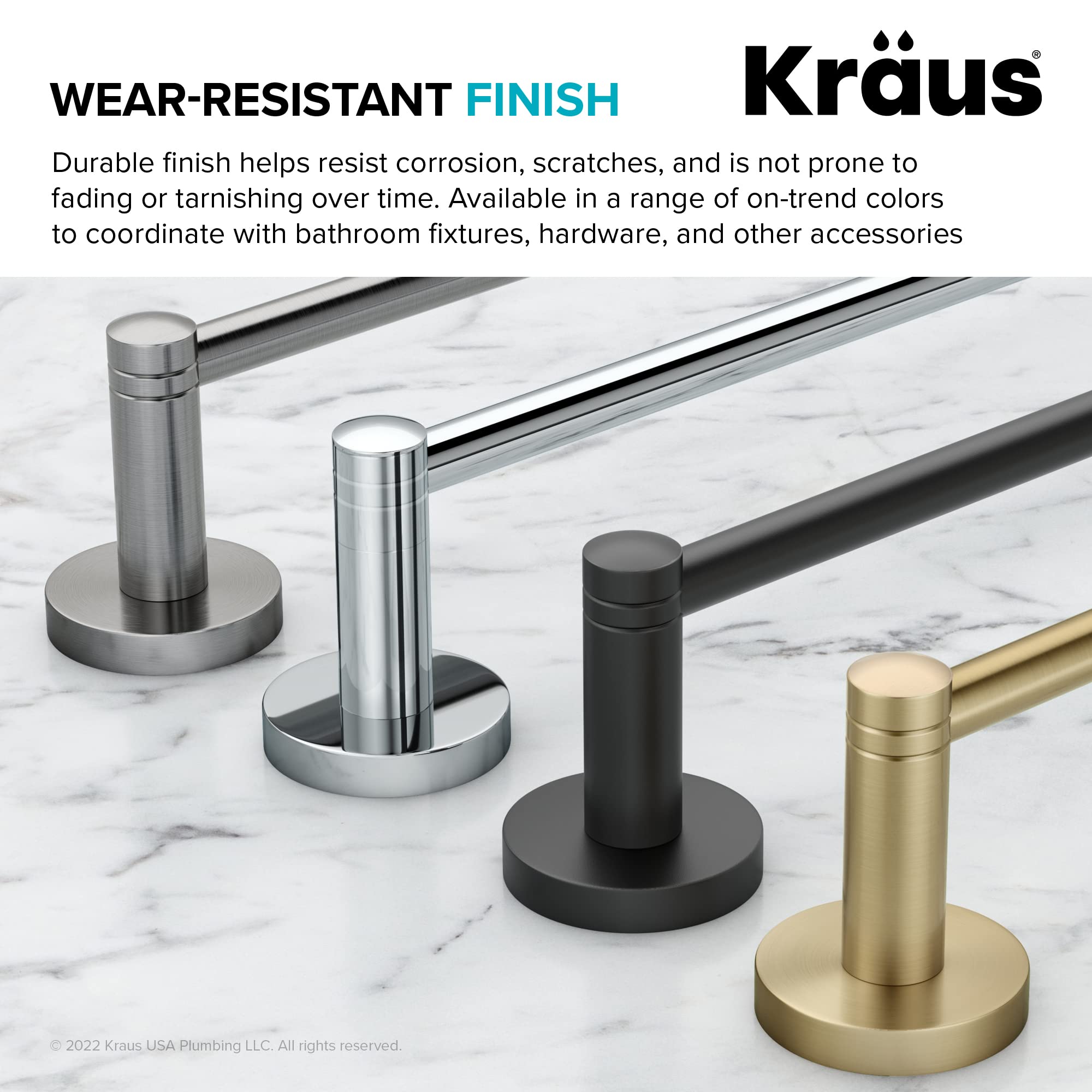 KRAUS Elie Bathroom Robe and Towel Rack with 4 Hooks in Brushed Gold, KEA-18804BG