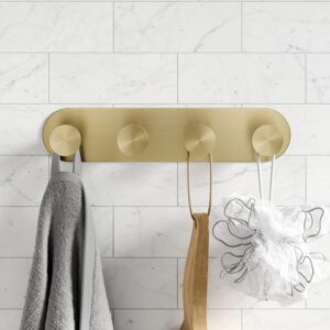 KRAUS Elie Bathroom Robe and Towel Rack with 4 Hooks in Brushed Gold, KEA-18804BG