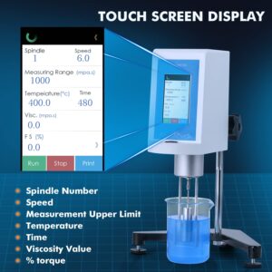 Bonvoisin Digital Rotary Viscometer 10-2,000,000mPa.S Touch Screen Viscosity Meter with 4 Rotors and Temperature Probe ±1% Accuracy 100-240V (NDJ-8T)…