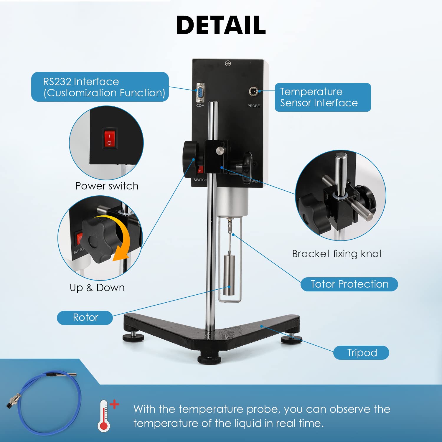 Bonvoisin Digital Rotary Viscometer 10-2,000,000mPa.S Touch Screen Viscosity Meter with 4 Rotors and Temperature Probe ±1% Accuracy 100-240V (NDJ-8T)…