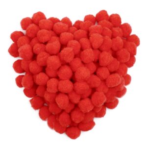 morfen 150 pieces pom poms, 1 inch red craft pom poms, fuzzy pompom puff balls, small pom pom balls for diy arts, crafts projects, family decorations