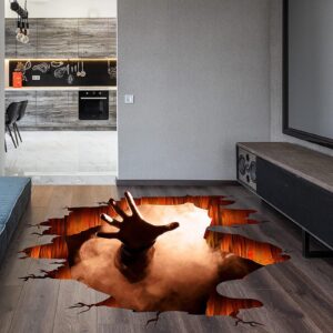 eutecado halloween floor decals 3d ghost hand scratching floor stickers art decorations, scary halloween floor wall decals removable for bedroom living room bar pub horror party supplies