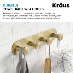 KRAUS Elie Bathroom Robe and Towel Rack with 4 Hooks in Brushed Gold, KEA-18804BG