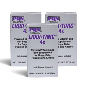 prn pharmacal liqui-tinic 4x - iron & vitamins oral nutritional supplement for pets- liver-flavored supplement with iron & b-complex vitamins to support wellness - 2 fl oz (3 pack)