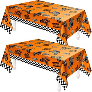 dirt bike birthday party decorations tablecloths motorcycle table covers dirt bike theme table covers checkered racing baby shower party favor party supplies(2 pieces)