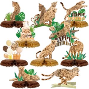 10 pcs leopard birthday decorations leopard table centerpiece 3d jungle honeycomb centerpieces cheetah birthday decorations cheetah party decorations for jungle happy birthday party baby shower