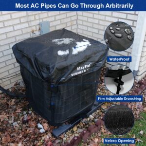 2 in 1 Air Conditioner Covers for Outside Units,Full Mesh & Detachable Waterproof Top AC Unit Defender Cover for All Season,Protect from Leaves,Snow & Dust 24"*24"*28"