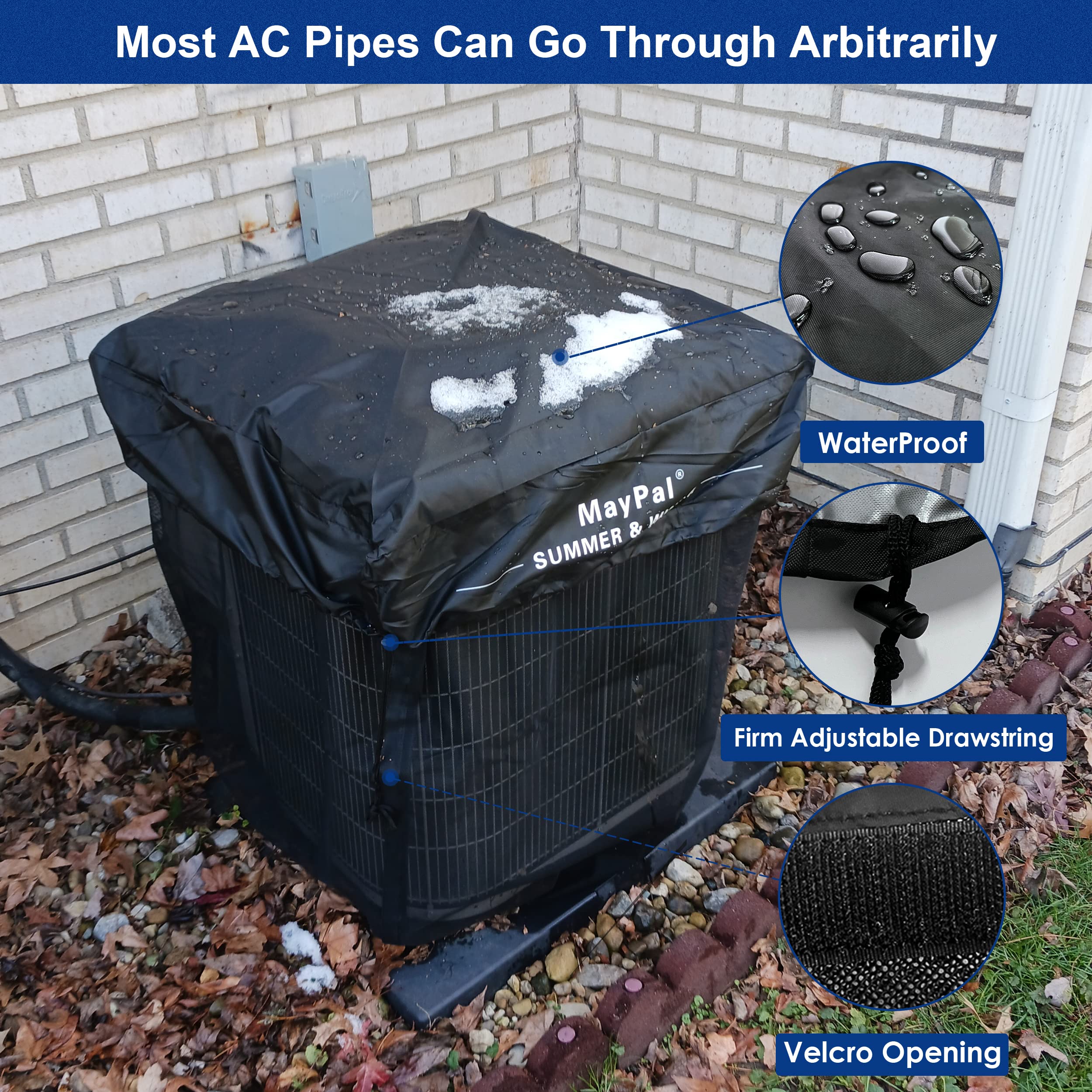 2 in 1 Air Conditioner Covers for Outside Units,Full Mesh & Detachable Waterproof Top AC Unit Defender Cover for All Season,Protect from Leaves,Snow & Dust 24"*24"*28"