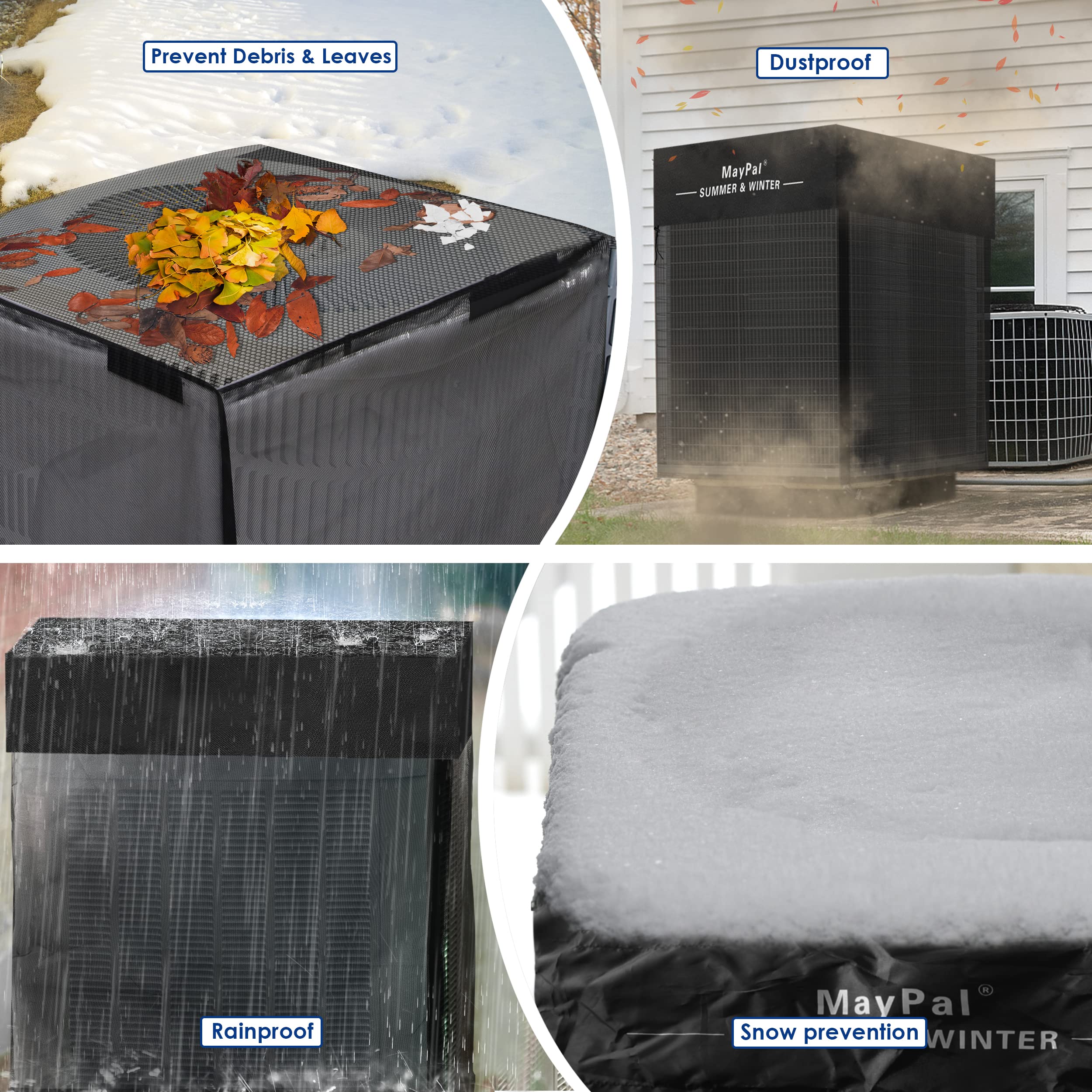 2 in 1 Air Conditioner Covers for Outside Units,Full Mesh & Detachable Waterproof Top AC Unit Defender Cover for All Season,Protect from Leaves,Snow & Dust 24"*24"*28"