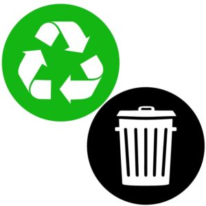 recycle and trash magnetic stickers logo - for metal or plastic garbage cans, and bins - indoor & outdoor - laminated and uv protected premium decal 2567 (green - magnetic, medium)