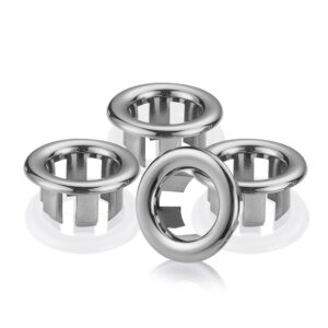 skypia 4 pcs sink overflow ring set bathroom accessary kitchen bathroom sink basin overflow cover vanity sink overflow cover (silver)