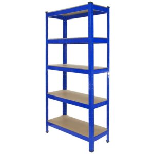 storage shelf 150cm x 70cm x 30cm garage shelving units, heavy duty boltless freestand racking shelves for workshop, shed, office home garage storage, blue 5 tier (175kg per shelf), 875kg capacity