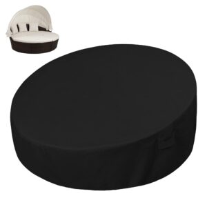 easy-going heavy duty 600d outdoor daybed cover 75 inch uv resistant patio round sofa cover waterproof outdoor canopy daybed sofa cover with air vent 75" dia x 35"/18" h, black