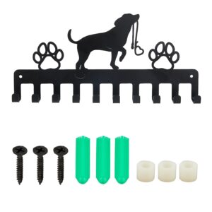 superdant dog leash holder hanger hooks for wall dog metal key holder 10 hooks black iron wall mounted hooks animal paws decorative hook organizer rack for bag key hanging dog lovers gifts