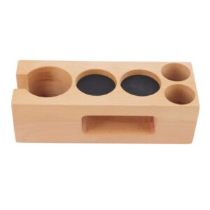 wood coffee filter tamper holder, wooden coffee tamping station with mat wooden espresso tamper mat stand tamper station wooden base for cafes home(l)