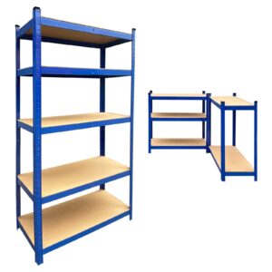 bowoshen storage shelves 5-tier 59in height garage shelving unit rack metal shelf heavy duty 386lb load per tier, adjustable utility shelves for garage, warehouse, living room, office (59" blue)